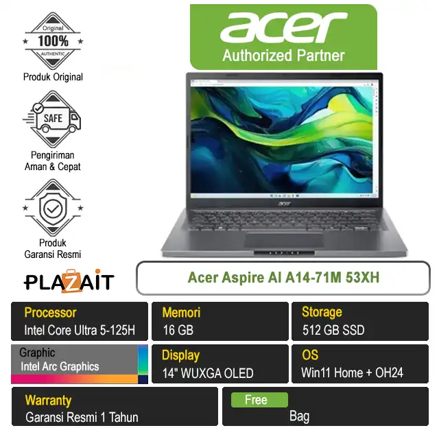 Acer Aspire AI A14-71M 53XH /Intel Core Ultra 5-125H/16GB/512GB SSD ...