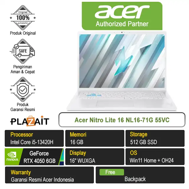 Acer Nitro Lite 16 NL16-71G 55VC /Intel Core i5-13420H/16GB/512GB SSD ...